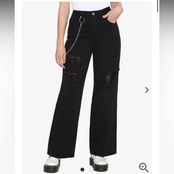 Hot Topic | Jeans | Hot Topic Black Destructed Side Chain Wide Leg ...